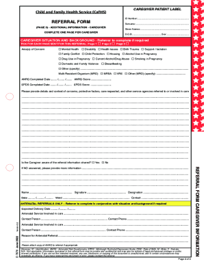 Fillable Online CaFHS Referral Form - Page 3: Additional Information ...