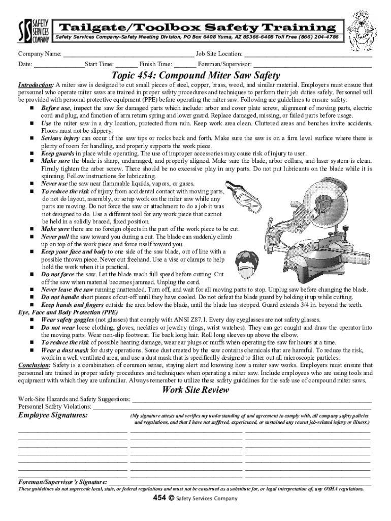 Fillable Online Get Tailgate Toolbox Safety Training Bilingual Fax ...