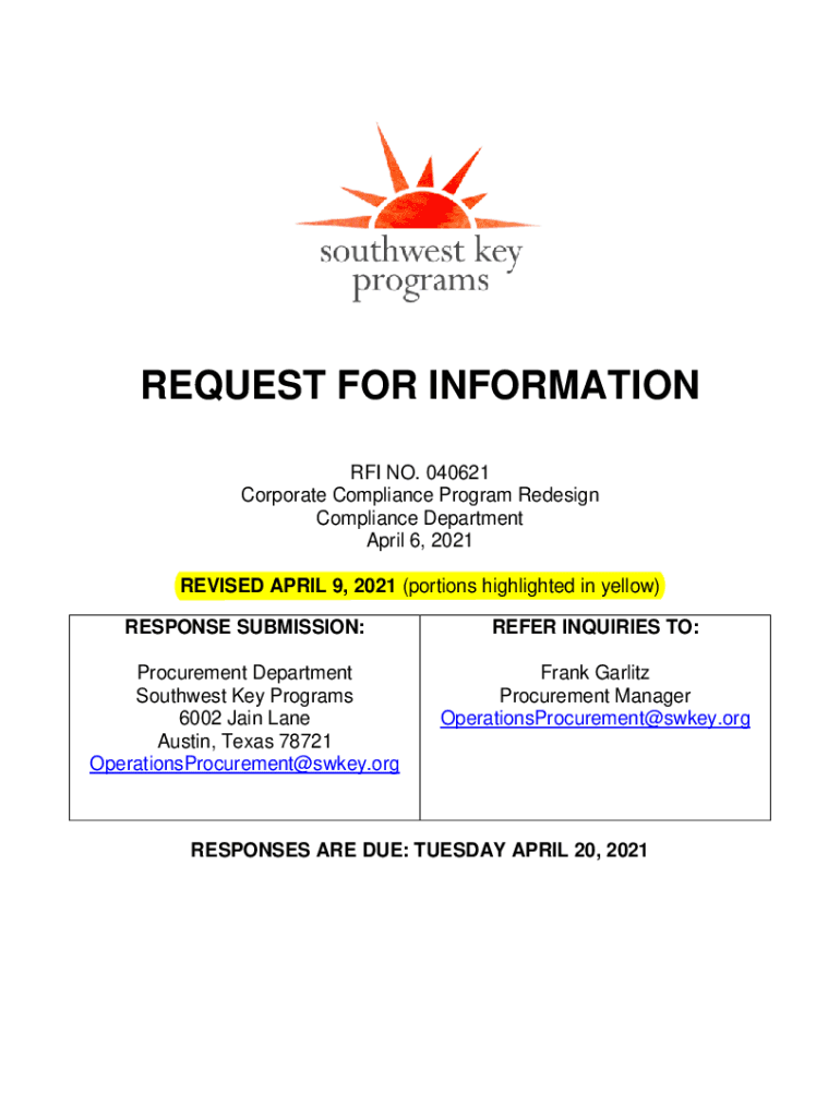 Fillable Online REQUEST FOR INFORMATION (RFI)PUR 21-033 Fax Email Print ...