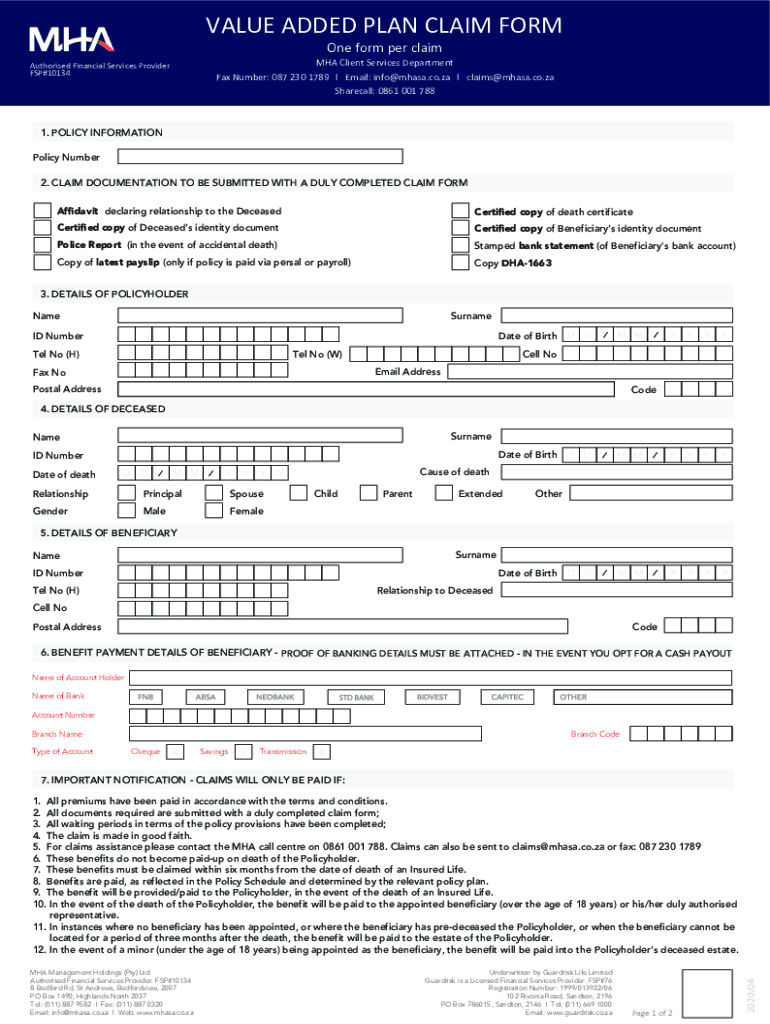 Mha Nehawu Funeral Claim Form - Fill Online, Printable, Fillable, Blank ...