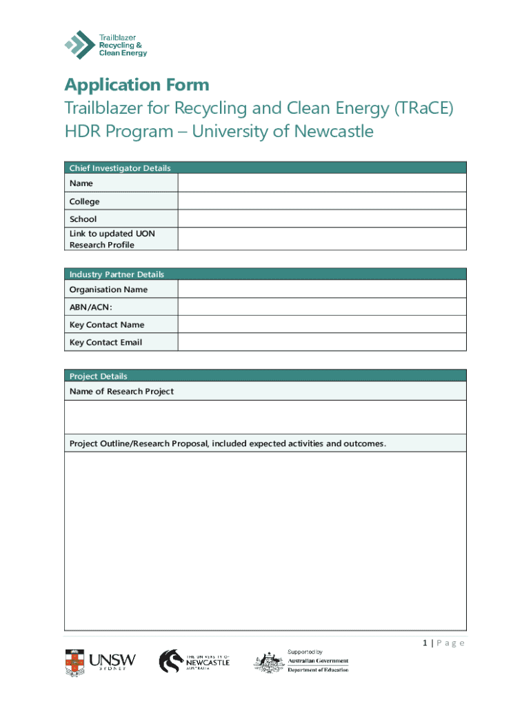Fillable Online TRaCE-HDR-Program-Application-Form- ... Fax Email Print ...