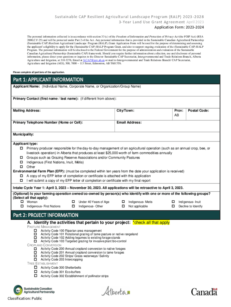 Fillable Online RALP Application Form 2023. Sustainable CAP Resilient Agriculture Landscape ...