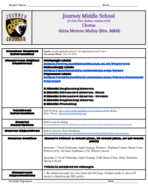 Fillable Online Mulloy JMS Choir Syllabus and Acknowledgement Form. ... Fax Email Print - pdfFiller