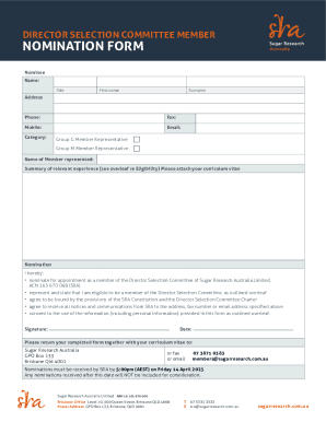 Fillable Online director selection committee member - nomination form Fax Email Print - pdfFiller