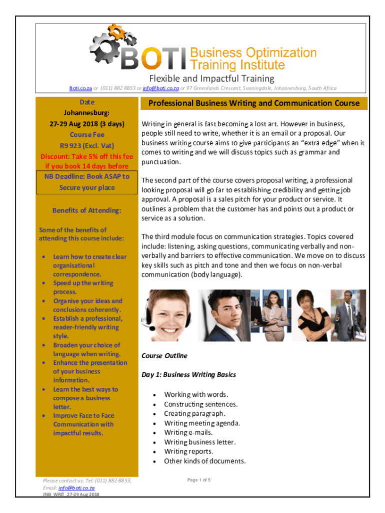 Fillable Online Pricing - Business Optimization Training Institute Fax ...