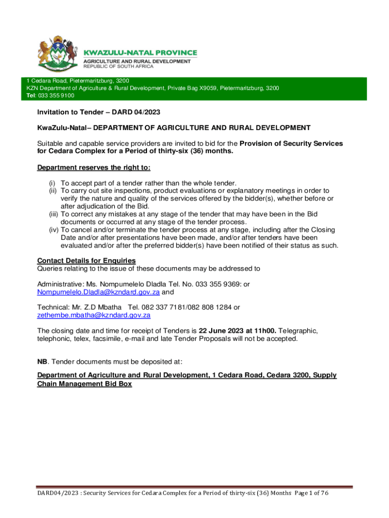 Fillable Online Provision of Security Services for Cedara Complex ... Fax Email Print - pdfFiller