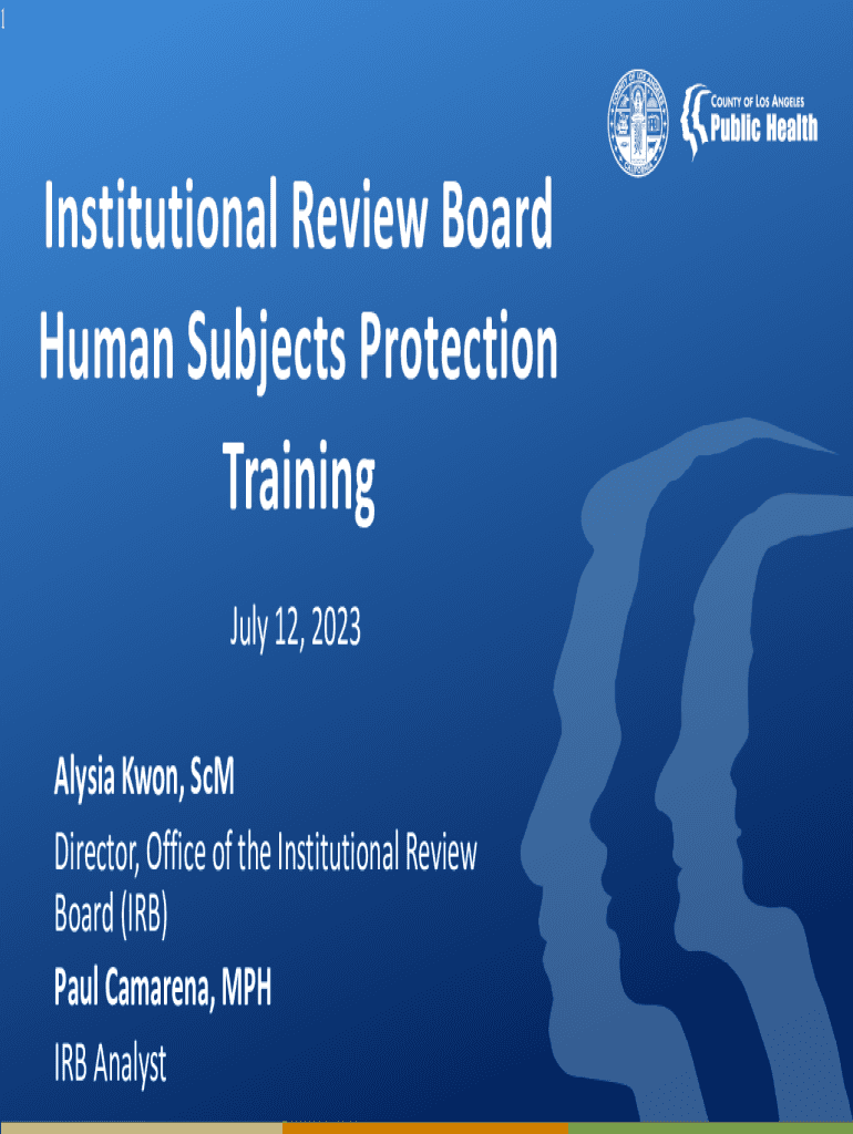 Fillable Online publichealth lacounty Institutional Review Board Human ...