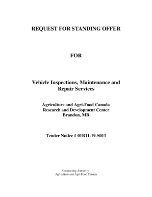 Fillable Online REQUEST FOR STANDING OFFER FOR Vehicle Inspections, ... Fax Email Print - pdfFiller