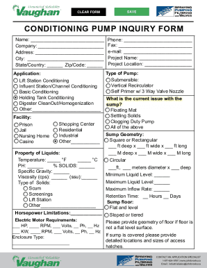 Fillable Online CONDITIONING PUMP INQUIRY FORM Fax Email Print - pdfFiller