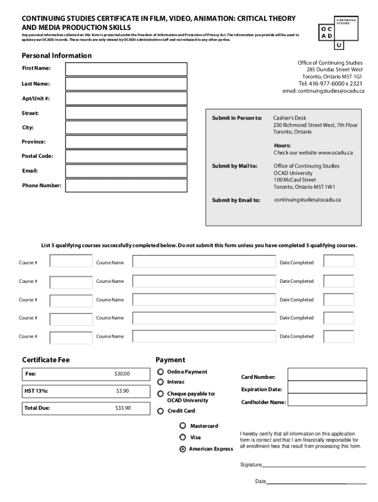 Fillable Online Media Production Certificate Fax Email Print - pdfFiller