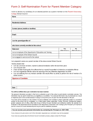 Fillable Online Form 3: self-nomination form for parent member category ...