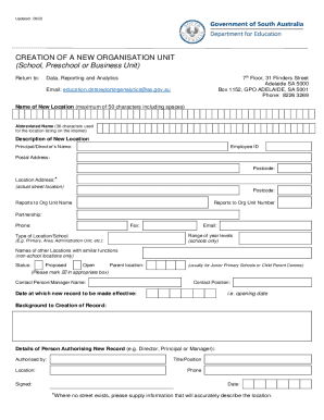 Fillable Online Create creating a new organisational unit form Fax ...