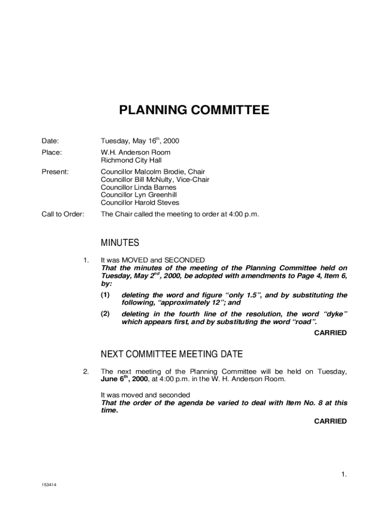 Fillable Online PLANNING COMMITTEE - City Council - City of Richmond ...
