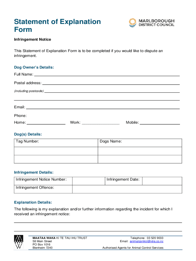 Fillable Online Statement of Explanation Form Fax Email Print - pdfFiller