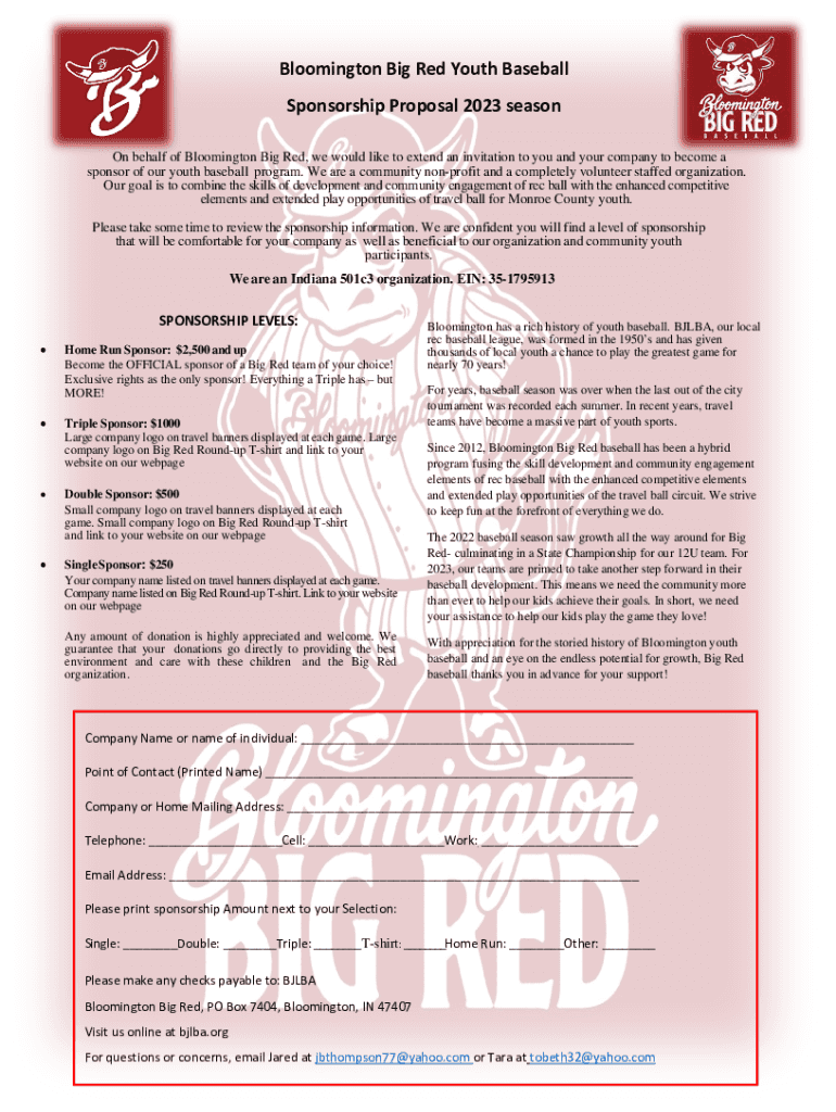 Fillable Online Big Red Sponsor form Fax Email Print - pdfFiller