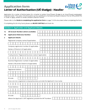 Fillable Online Application form - Letter of Authorisation (U Sludge) Fax Email Print - pdfFiller