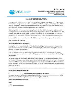 Fillable Online Hearing Screening Forms, Tools, and Materials Fax Email ...