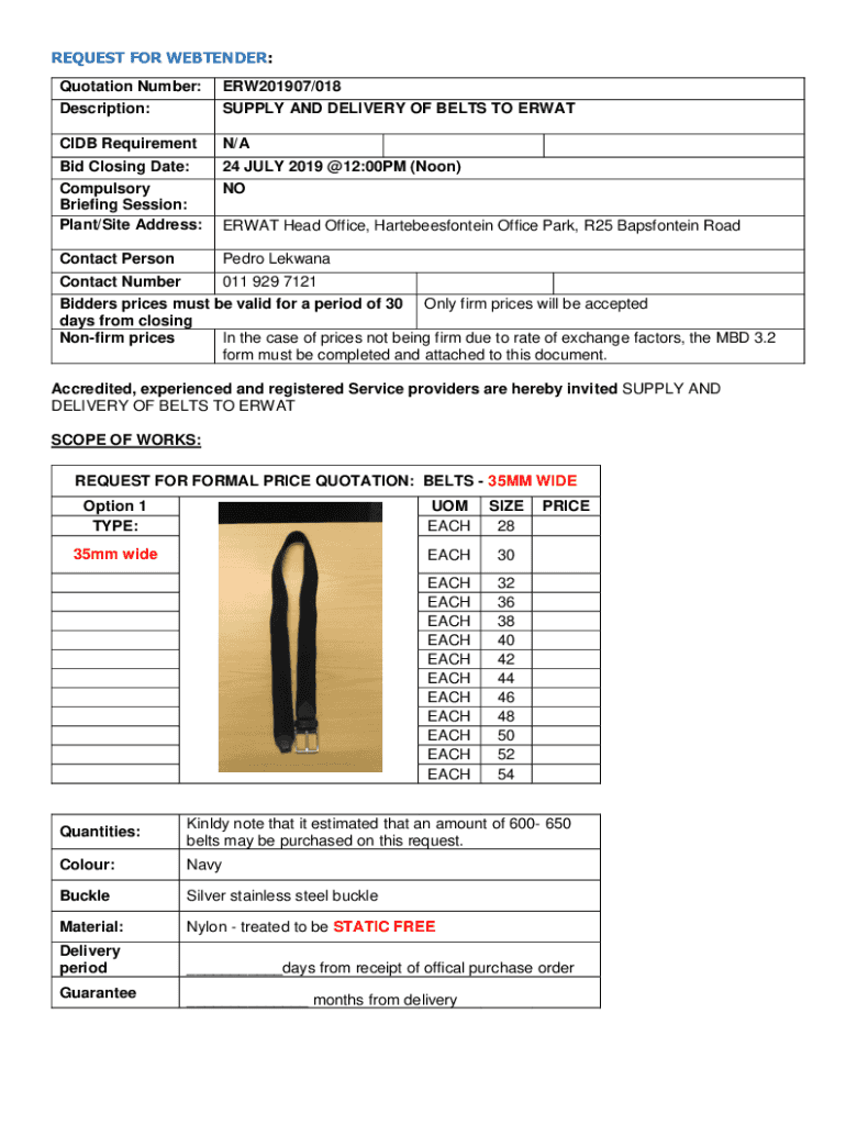 Fillable Online REQUEST FOR WEBTENDER Fax Email Print - pdfFiller
