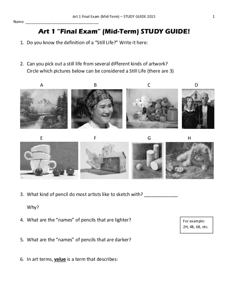 Fillable Online Art I Final Exam Study Guide Flashcards Fax Email Print - pdfFiller