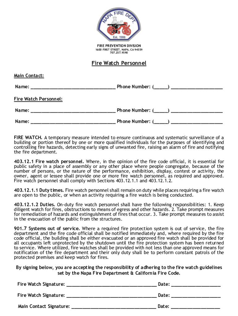 Fillable Online fd-spec-10-fire-watch-order-procedure-authorization ...