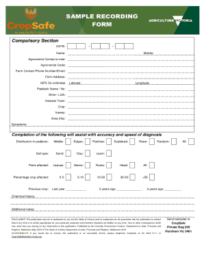 Fillable Online SAMPLE RECORDING FORM Fax Email Print - pdfFiller
