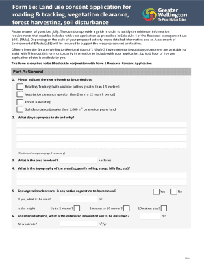 Fillable Online Form 6e: Land use consent application for roading ...