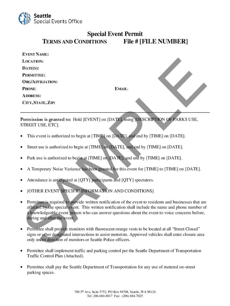 Fillable Online special event / filming permit application form Fax ...
