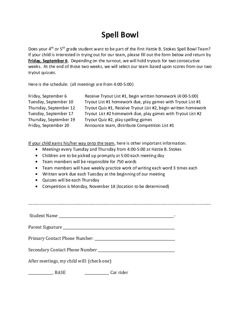 Fillable Online Clubs and Extra-Curricular Activities / Academic Spell ...