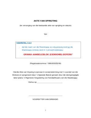 Fillable Online Akte van Oprigting van Fax Email Print - pdfFiller