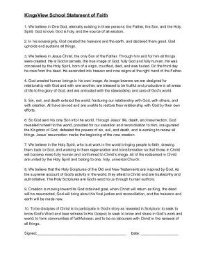 Fillable Online KWT Statement of Faith - Our Faith in 3 Forms Fax Email ...