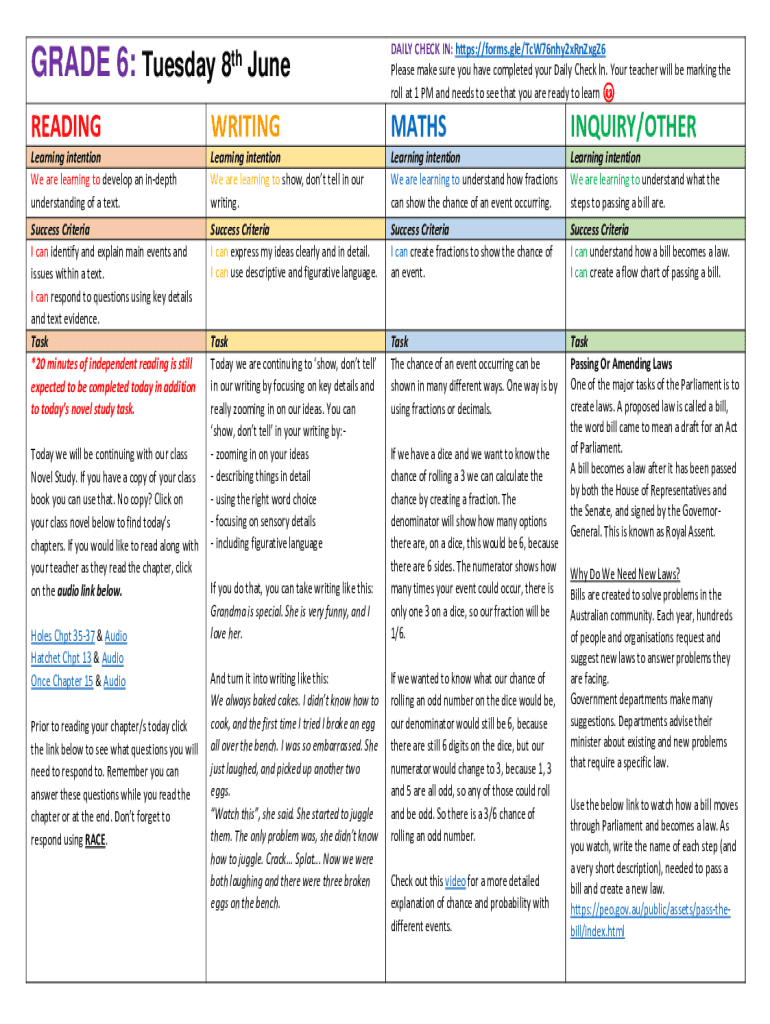 Fillable Online Digital Daily Check-In -June-Google Forms Grades 3-5 ...
