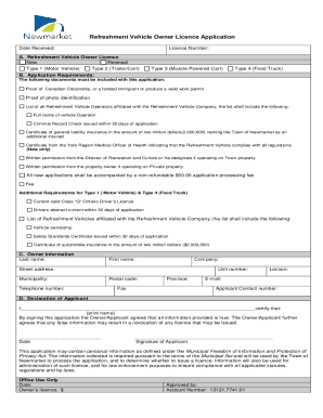 Fillable Online Application for Refreshment Vehicle Owner License Fax ...