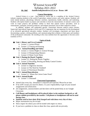 Scheme of Studies of BSc (Hons) Animal Sciences Doc Template | pdfFiller