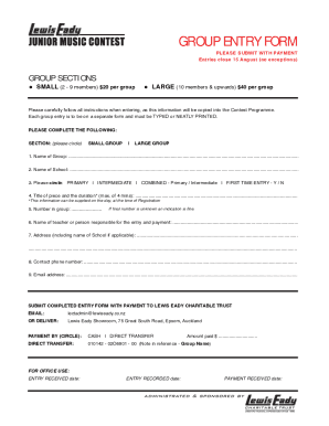 Fillable Online GROUP ENTRY FORM Fax Email Print - pdfFiller