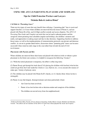 Fillable Online Using the AFCC-O Parenting Plan Guide and Template Fax Email Print - pdfFiller