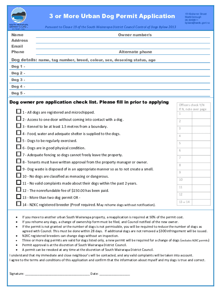 Fillable Online swdc govt application to keep more than two dogs on an ...