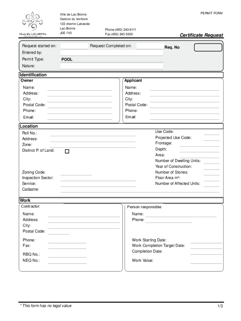 Fillable Online Request Certificate of authorisation REPAIR/RENOVATION Fax Email Print - pdfFiller
