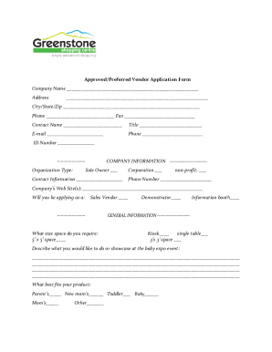 Fillable Online Approved/Preferred Vendor Application Form Fax Email ...