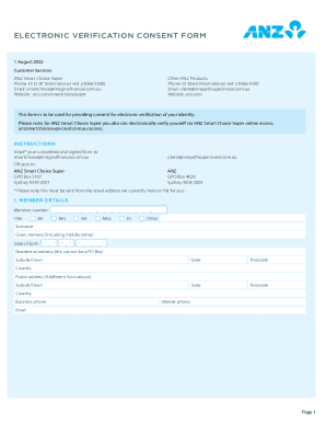 Fillable Online ANZ Electronic Verification Consent Form. ANZ ...