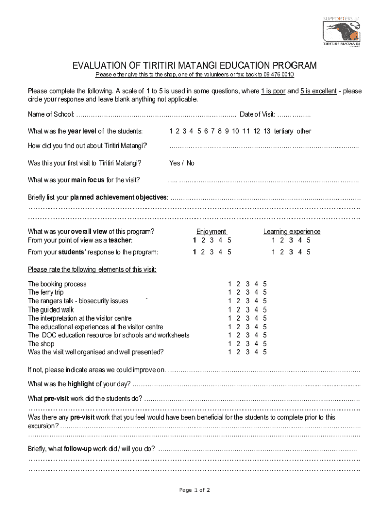 Fillable Online tiritirimatangi org Evaluation-form-for-education ...
