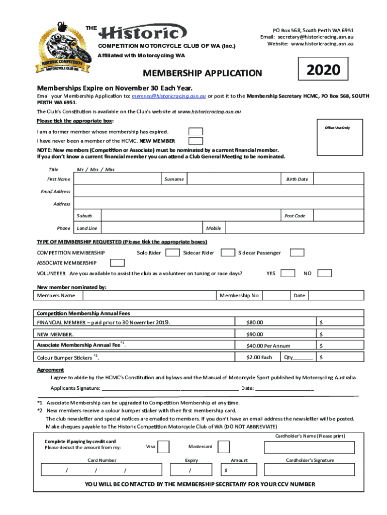 Fillable Online The Historic Competition Motorcycle Club of.. - Email ...