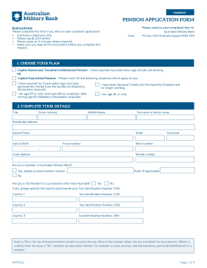 Fillable Online PENSION APPLICATION FORM Fax Email Print - pdfFiller