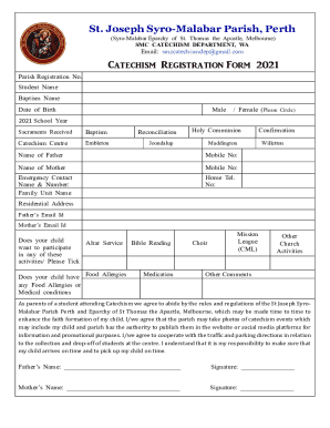 Fillable Online By Department of Catechesis, Syro Malabar Eparchy of ...