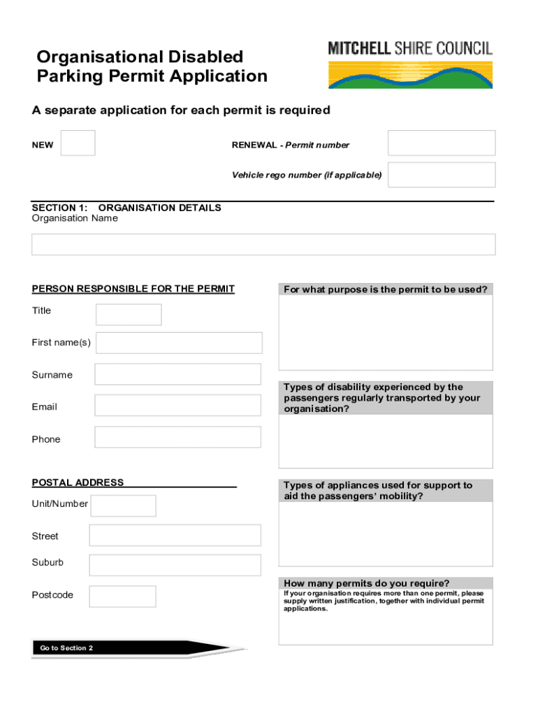 Fillable Online Parking permits for people with disabilitiesRoads and ...