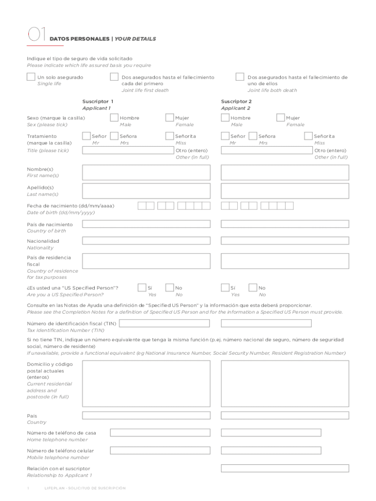 Completable En línea LifePlan Application Form - Spanish Fax Email ...