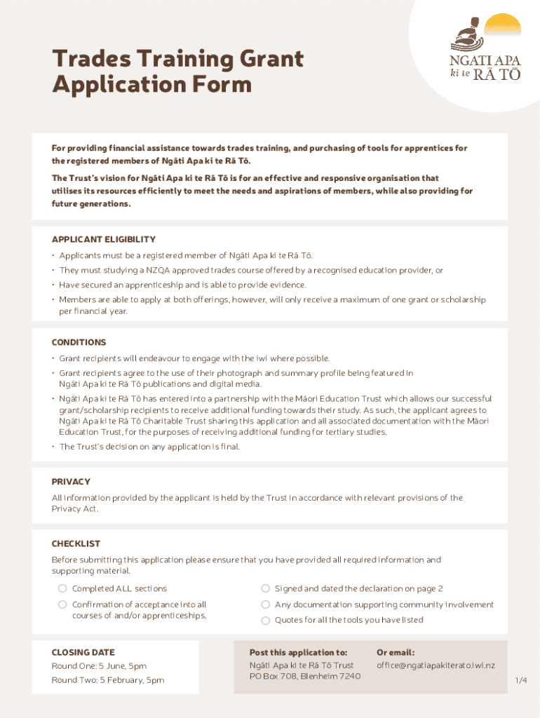Fillable Online Trades Training Grant Application Form Fax Email Print ...