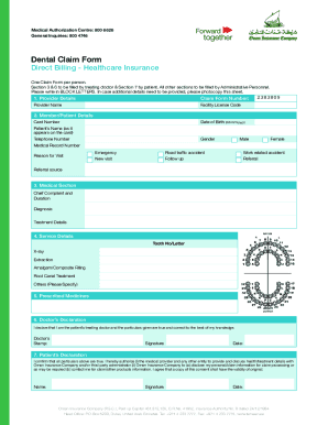 Fillable Online direct billing - healthcare insurance - dental claim ...