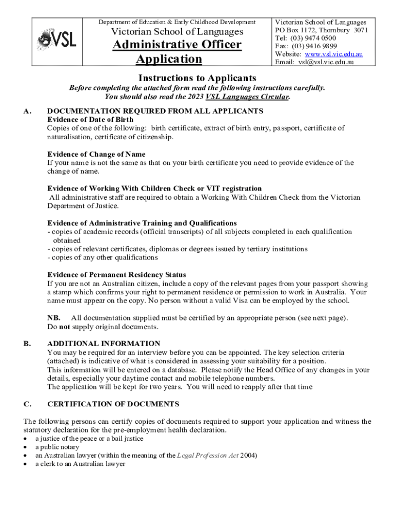 Fillable Online VSL Application Form Fax Email Print - pdfFiller