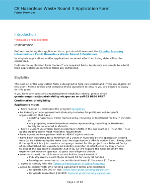 Fillable Online CE Hazardous Waste Round 3 Application Form Fax Email Print - pdfFiller