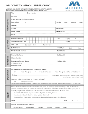 Fillable Online MEDICAL SUPER CLINIC NEW PATIENT FORM Fax Email Print ...